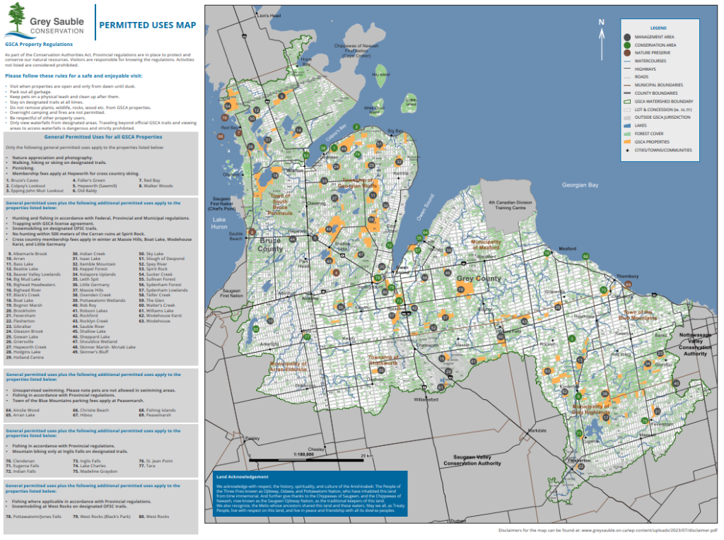 Conservation Areas By Map – Grey Sauble Conservation Authority